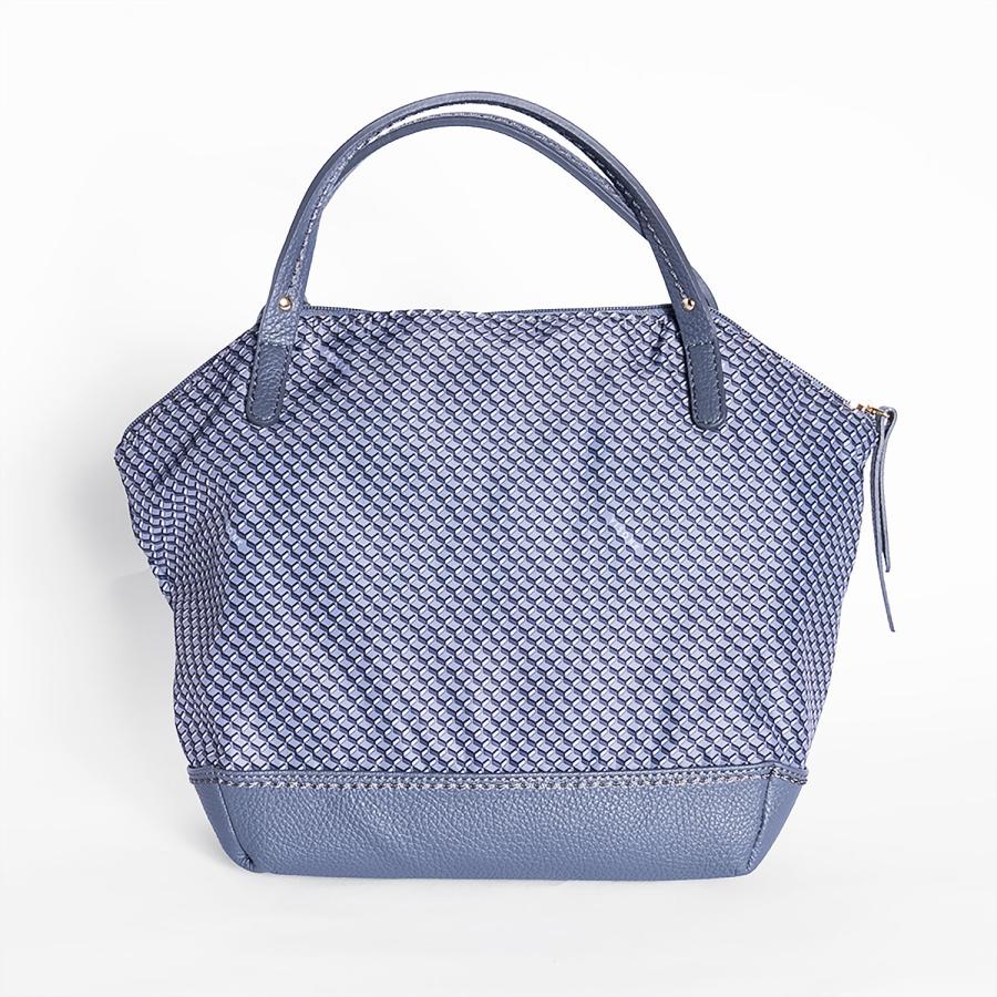 VISONA ヴィソナ レディース ハンドバッグ ブルーグレー ナイロン 牛革 レザー 本革 イタリア製 VS-034 ファスナー開閉 ポケット付き : vs23300 : HI&LESS ...