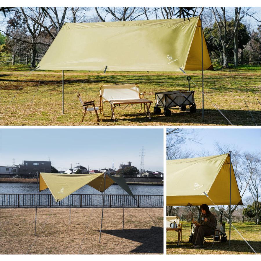 South Light スクエアタープテント キャンプ 4-6人用 軽量 355×355cm タープテント UVカット ポール5本付き 登山 バーベキュー south light sl ...