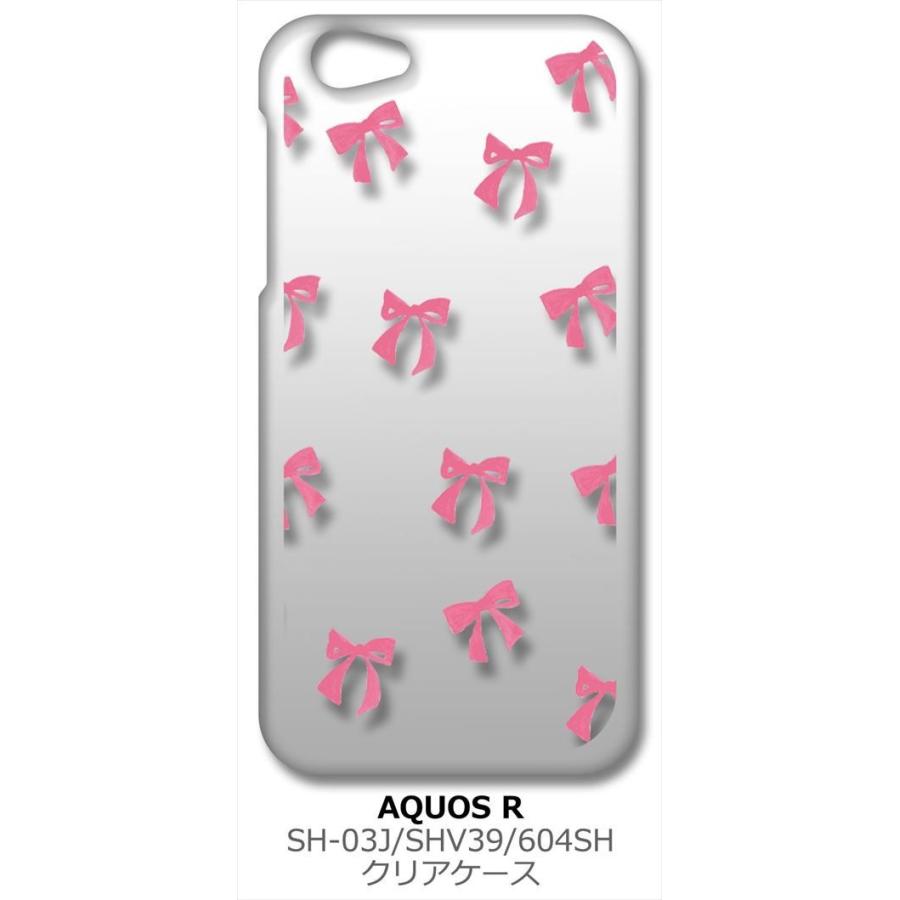 SH-03J/SHV39 AQUOS R アクオス docomo au softbank クリア ハードケース リボン(ピンク) スマホ ...
