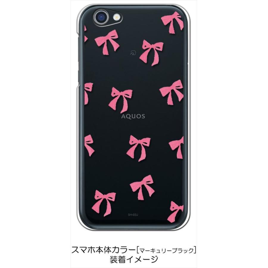 SH-03J/SHV39 AQUOS R アクオス docomo au softbank クリア ハードケース リボン(ピンク) スマホ ...