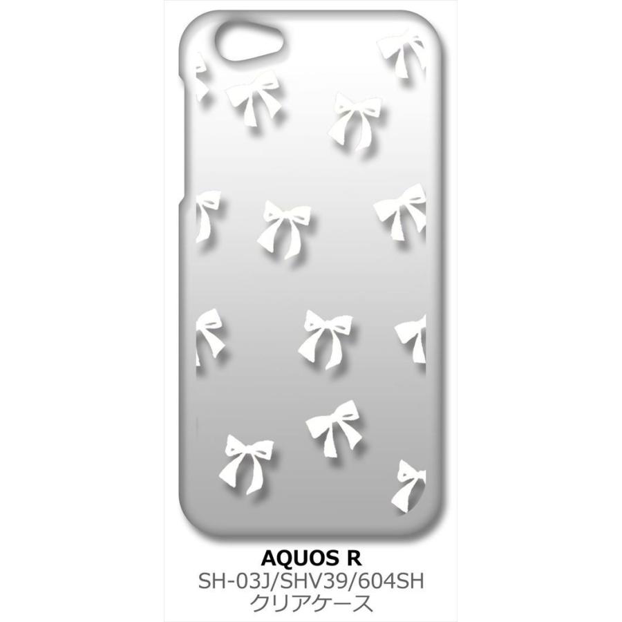 SH-03J/SHV39 AQUOS R アクオス docomo au softbank クリア ハードケース リボン(ホワイト) スマホ ...