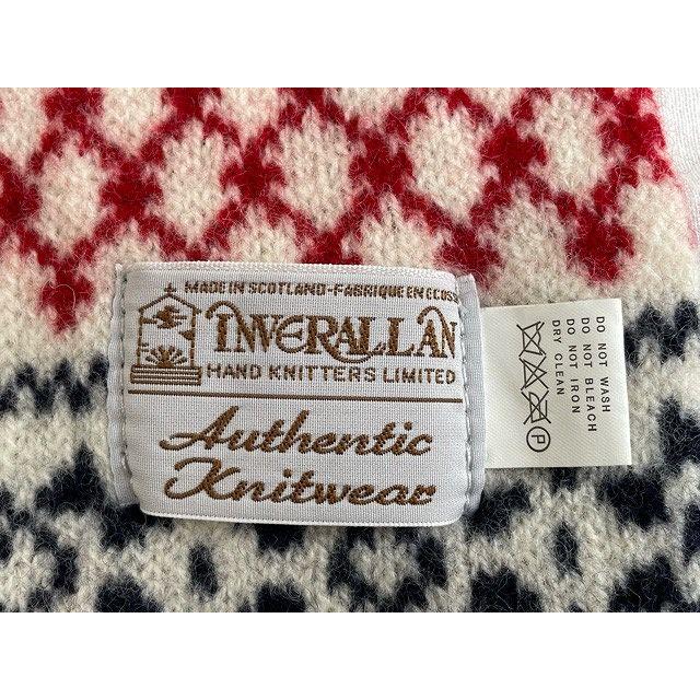 INVERALLAN（インバーアラン） スコットランド製 スカーフ ウールマフラー ノルディック柄 ホワイト 幅19 全長168cm [ta ...