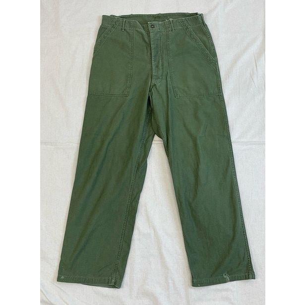 60's 米軍 us army trousers ベイカーパンツ ファティーグパンツ OG-107 コットンサテン サイドアジャスター 実寸 ...