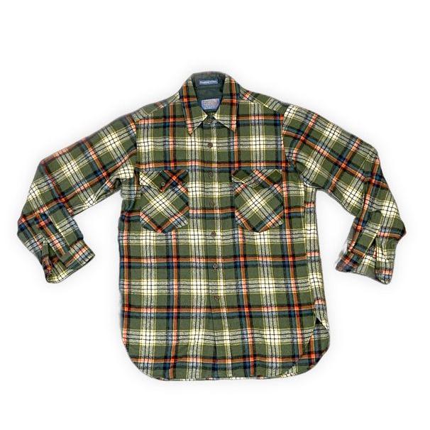 PENDLETON 70's ミントコンデ 米国製 ペンドルトン Pendleton Outdoors Man ウールシャツ チェック グリーン 大き目 表記M [ta-0997 ...