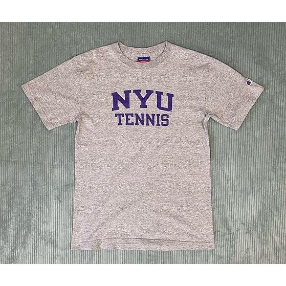 00-10's コロンビア製 チャンピオン Champion カレッジ Tシャツ ニューヨーク大学 NYU TENNIS グレー S [ta ...