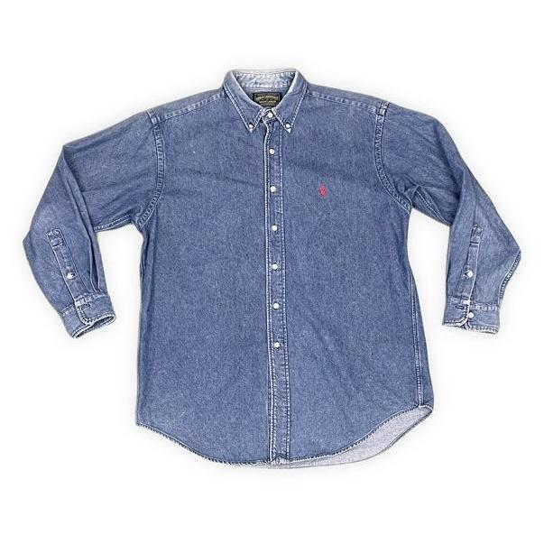POLO RALPH LAUREN 90's ポロカントリー COUNTRY ラルフローレン ボタンダウン デニムシャツ ハミルトン L [ta-1370] : LOAFERS used ...
