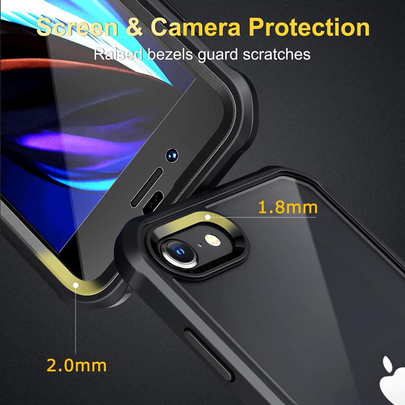 両面ガラス 透明 9Hガラス TPUバンパー iPhone SE (第2世代 / 第3世代) iPhone7 iPhone8 ケース 黄変防止 カバー アイフォン ワイヤレス充電対応 透明 ...