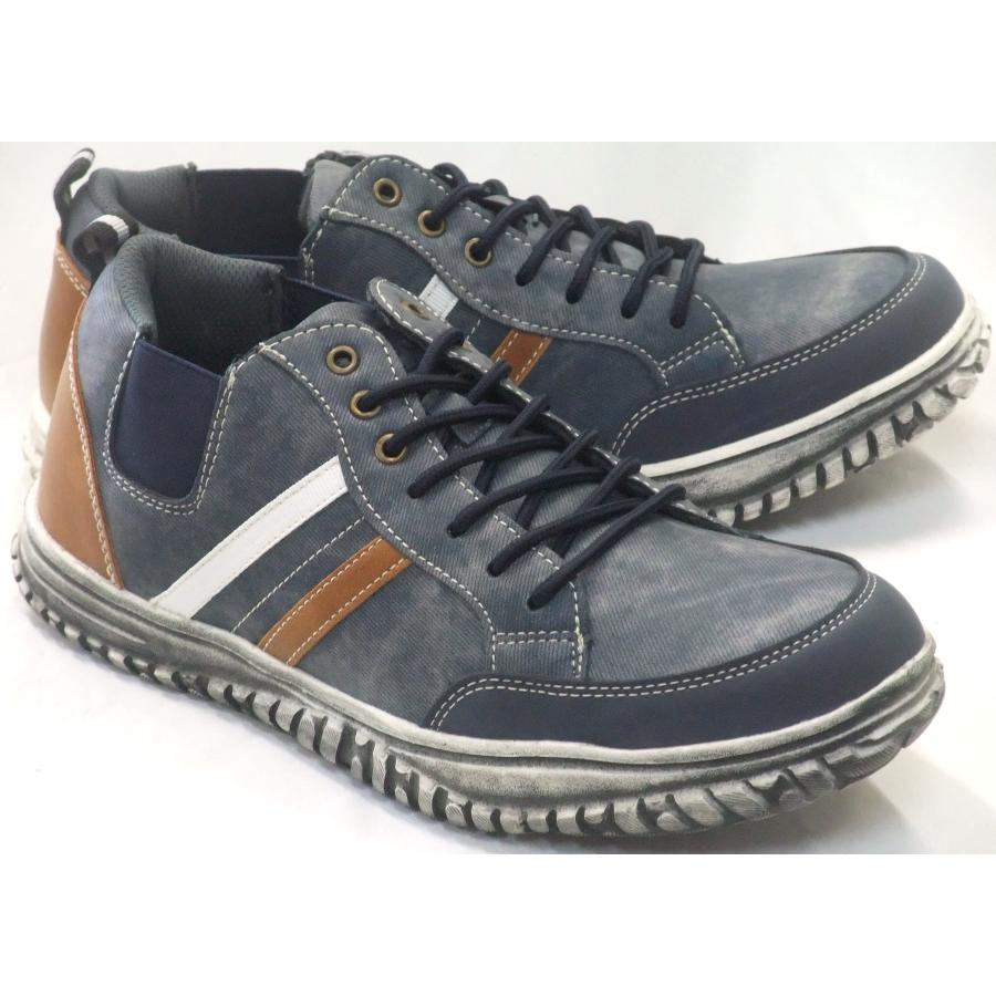 エドウイン EDM635 防水 防滑 カジュアルシューズ ブルー メンズ ビンテージ加工 サイドゴア 超軽量 ウォーキング スニーカー EDWIN : edm635blu : シューズ ...