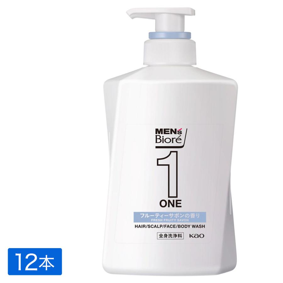 Kao 花王 メンズビオレ ONE オールインワン全身洗浄料 清潔感のあるフルーティーサボンの香り 本体 480ml×12本 ...