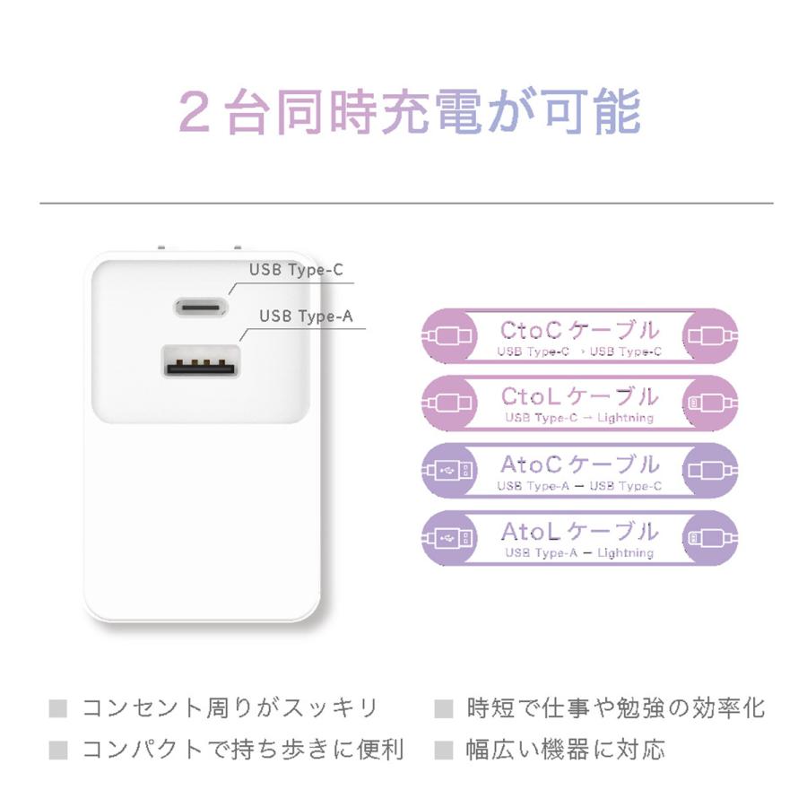 【NTTドコモ純正品】2ポートACアダプタ01M ホワイト Type-Cポート 最大30W 高速充電 Type-A 異常検知 iPhone15 Android スイッチ対応 2台同時 ...