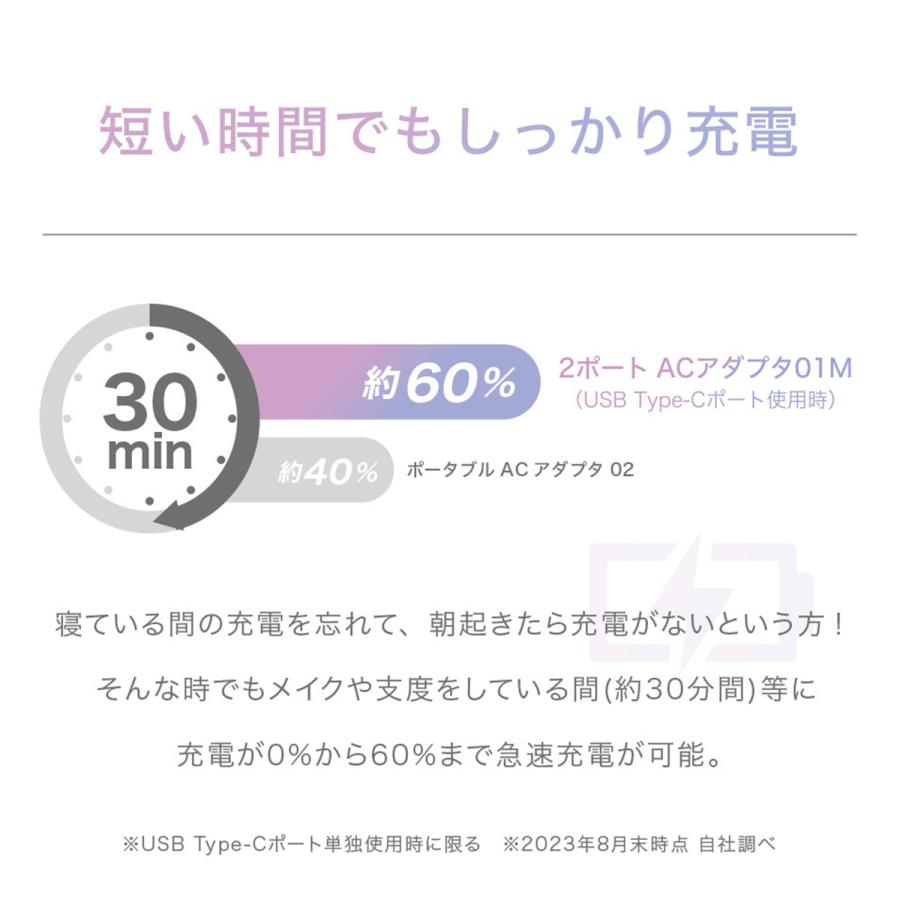 【NTTドコモ純正品】2ポートACアダプタ01M ホワイト Type-Cポート 最大30W 高速充電 Type-A 異常検知 iPhone15 Android スイッチ対応 2台同時 ...