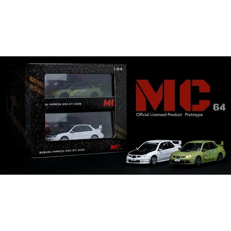 MC64 1/64 SUBARU Impreza WRX STI 2006 set (Matt Green / White with Carbon bonnet) 限定600セット : ヒコ ...