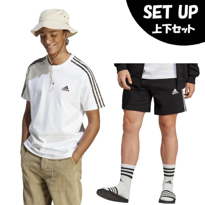アディダス 半袖Tシャツ ハーフパンツ セット メンズ エッセンシャルズ スリーストライプスTシャツ+ショーツ ECQ97-IC9343 ...