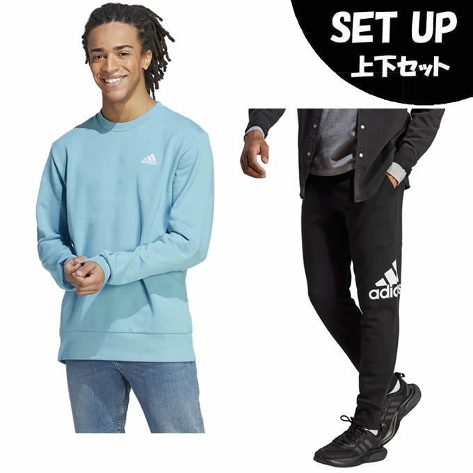 adidas アディダス スポーツウェア スウェット 上下セット メンズ エッセンシャルズ スモール ロゴ スウェットシャツ+パンツ ...