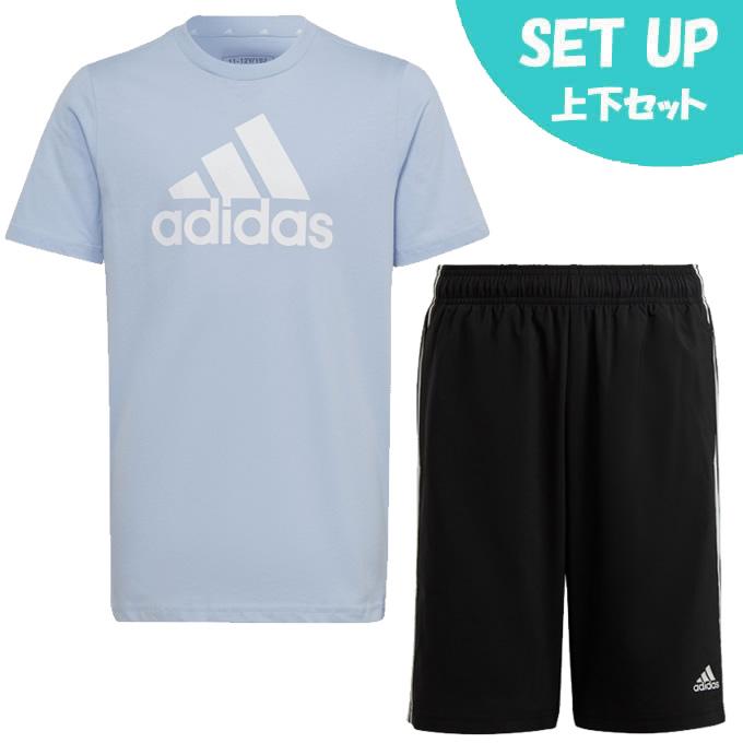 adidas アディダス Tシャツ 上下セット ジュニア エッセンシャルズ ビッグロゴ コットン半袖Tシャツ+U 3S ウーブンショーツ ...