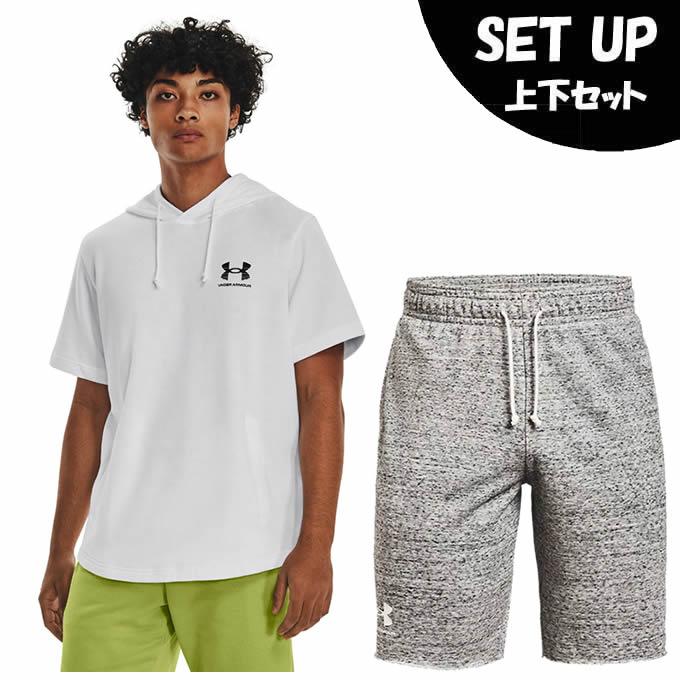 UNDER ARMOUR（アンダーアーマー） スポーツウェア スウェット 上下セット メンズ UAライバルテリー ショートスリーブ+ショーツ ...
