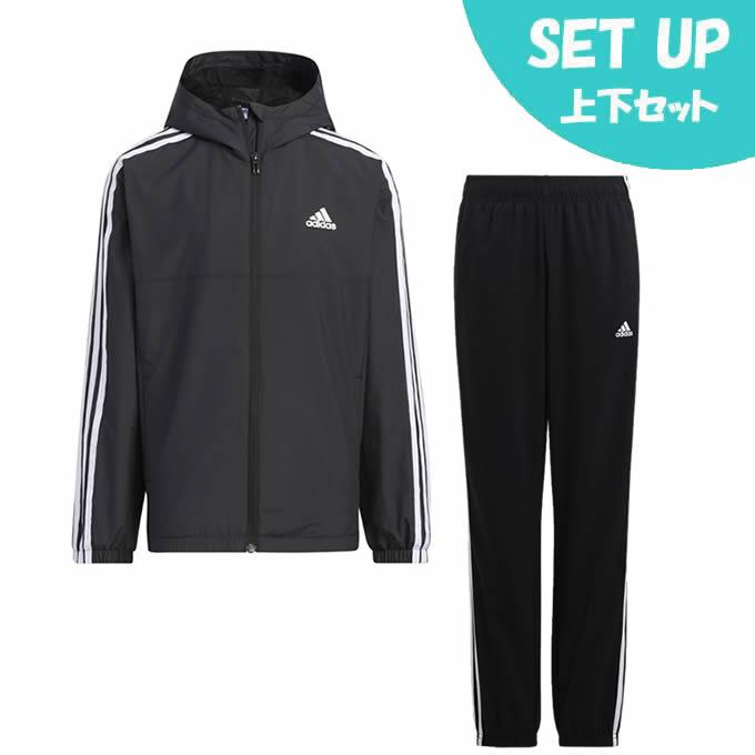 adidas アディダス ウインドブレーカー上下セット ジュニア ESS ウーブンジャケット+ESS 3S ウーブンパンツ HAX66 ...