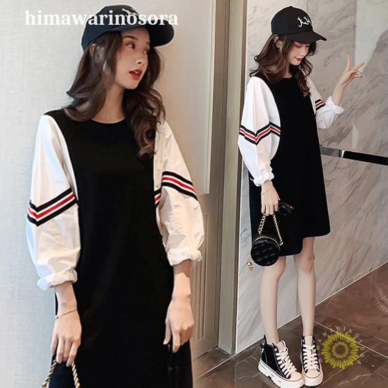 Tシャツワンピース ロングTシャツ Tシャツ ワンピース 切り替え ゆったり レディース プルオーバー : hms240312 ...