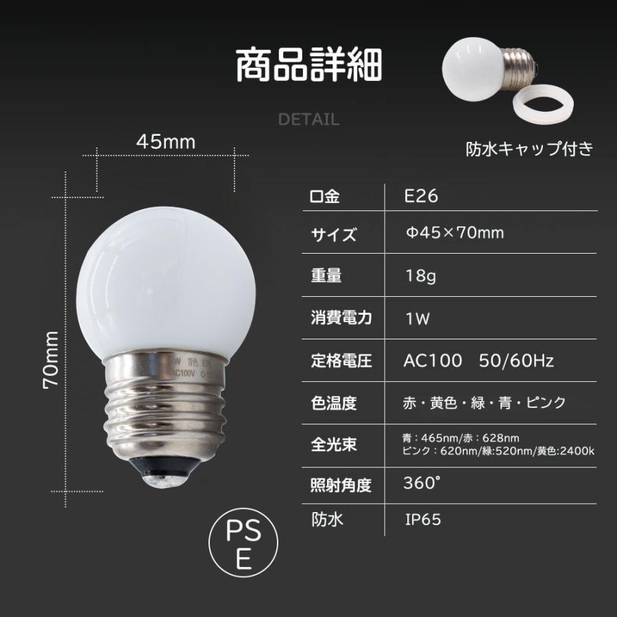 LED 電球 赤 レッド E26 PSE 密閉対応 防水IP65 ボール球 ミニボール球 豆電球 常夜灯 360度 照明 小形電球 ほんのり明るい やさしい光 520nm 1w PSE認証済 ...