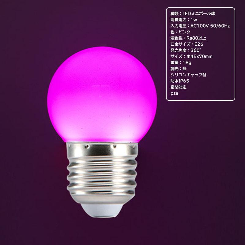 LED 電球 赤 レッド E26 PSE 密閉対応 防水IP65 ボール球 ミニボール球 豆電球 常夜灯 360度 照明 小形電球 ほんのり明るい やさしい光 520nm 1w PSE認証済 ...