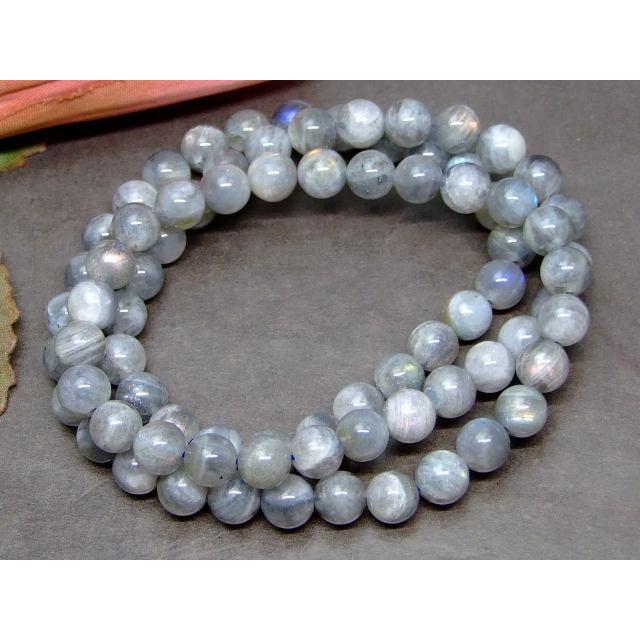 天然石 パワーストーン 64447 今月の半額 ラブラドライト 7mm 三重ブレスレット ネックレス 長さ54cm 送料無料 マダガスカル産 ...