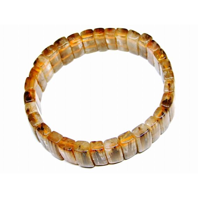 天然石 パワーストーン 65497 ブラウンタイチンルチルクォーツ 針水晶 14mm×6mm 4A バングル ブレスレット 内径18cm ...