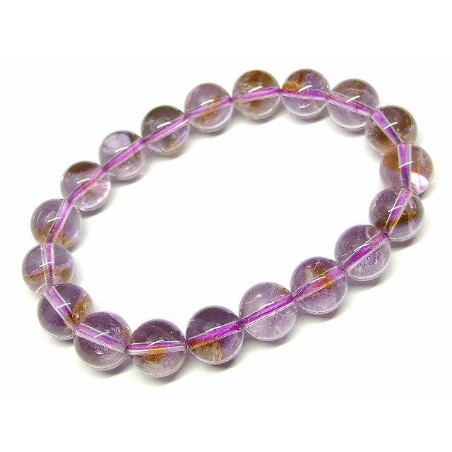 天然石 パワーストーン 66159 アメトリン 紫黄水晶 10mm AAA ブレスレット 内径18cm アメジスト+シトリン ポーチ付き 送料 ...