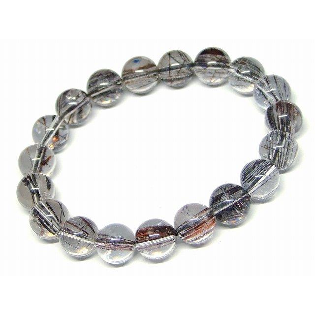 天然石 パワーストーン 66290 ミックスルチルクォーツ 針水晶 10mm 5A ブレスレット 内径18cm ブラウン ブラック ポーチ付き ...