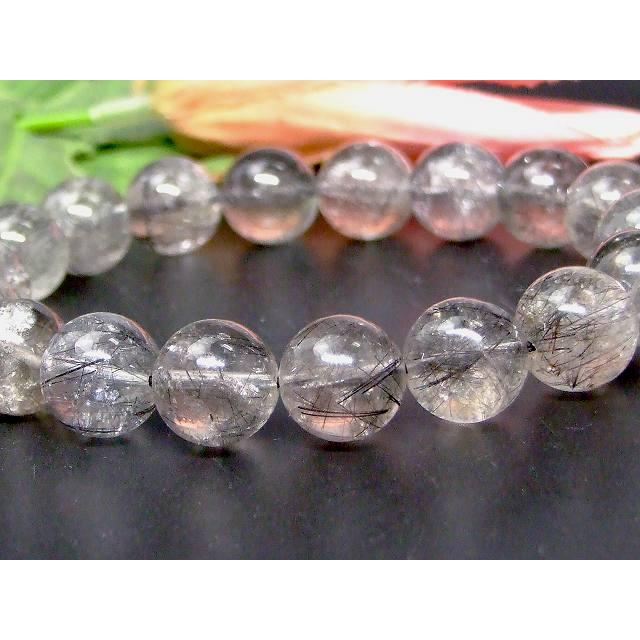 天然石 パワーストーン 67052 ブラックルチルクォーツ 針水晶 11mm〜12mm AA ブレスレット 内径18cm ポーチ付き 送料無料 ...