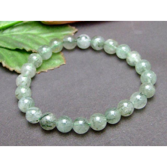 天然石 パワーストーン g3-1036 グリーンルチルクォーツ 8mm AA ブレスレット 内径18cm ポーチ付き 送料無料 ブラジル産 ...