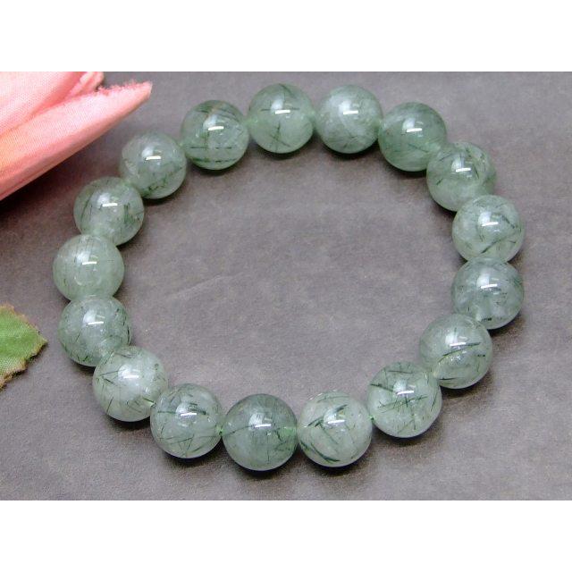 天然石 パワーストーン g3-1036A グリーンルチルクォーツ 12mm AA+ ブレスレット 内径17cm ポーチ付き 送料無料 ブラジル ...