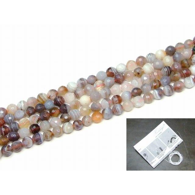 天然石 パワーストーン g3-3397 今月20％OFF ボツワナアゲート 瑪瑙 メノウ 6mm 128面カット 1連38cm 通し針、解説書、1mゴム付き 送料無料有 : 天然石 パワー ...