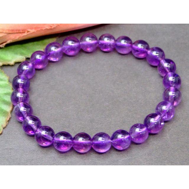 天然石 パワーストーン g3-63C 今月の半額 8mm AAAA アメジスト ブレスレット 内径16cm 鑑別済・本物保証 ポーチ付き 送料 ...