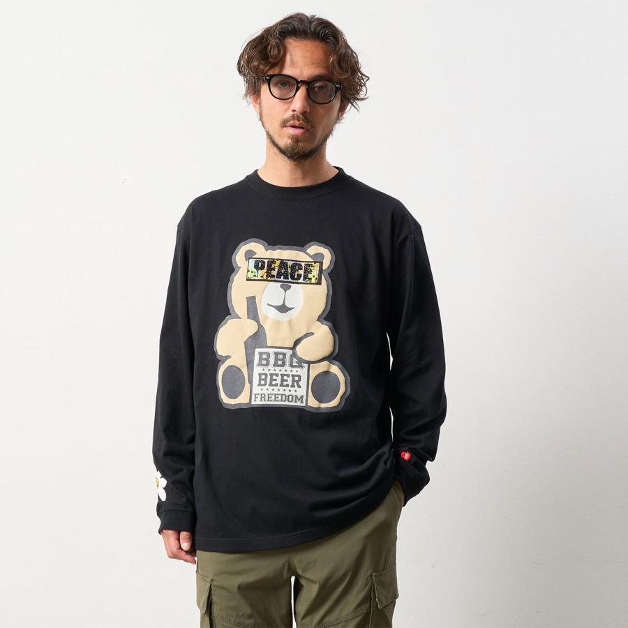 STUD MUFFIN スタッド マフィン 424-02718 メンズ 5.6ozコットン天竺 BEARシークイン LS Tシャツ【セール商品 ...