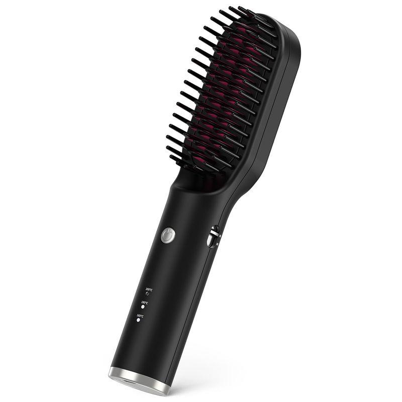 Ryanboo ヒートブラシ コードレス USB充電式 ストレートヘアアイロンブラシ ミニ ヘアブラシアイロン ストレート 持ち : Hiro ...
