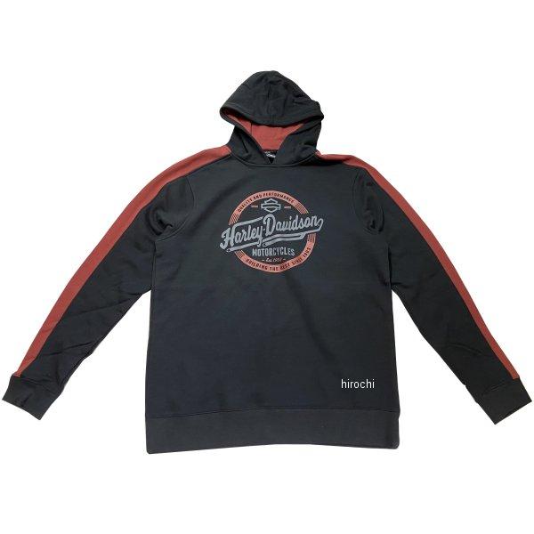 Harley Davidson 96485-18VM/000L ハーレー純正 新品 長袖 プルオーバー パーカー プリント カラーブロック 黒 ...