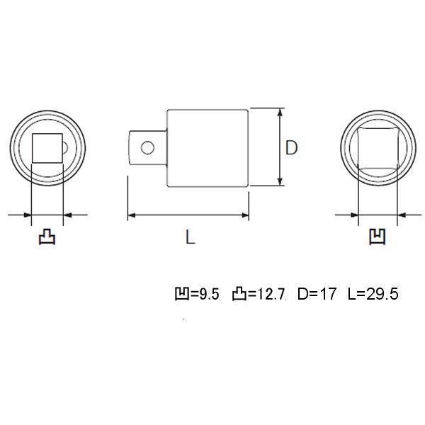 【メーカー在庫あり】 BA34-KC KTC 京都機械工具 9.5sq ⇒ 12.7sq ソケットアダプタ JP店 : ヒロチー商事 1号店 - 通販 - Yahoo!ショッピング