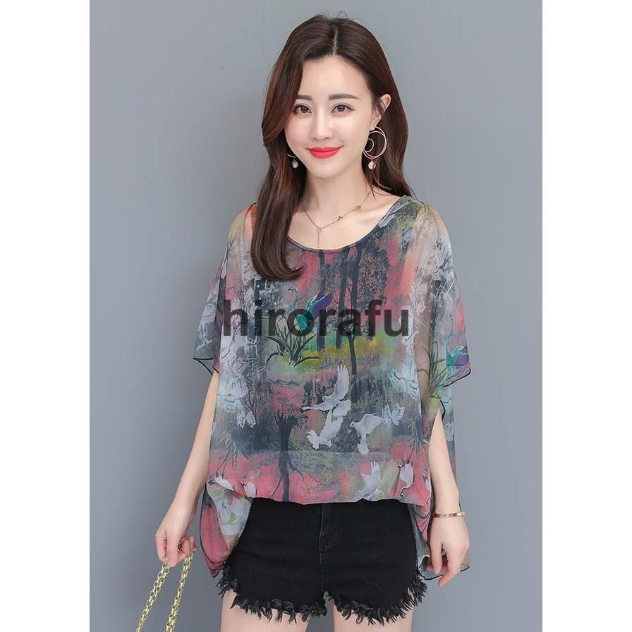 チュニック シフォンブラウス 柄 ドルマンスリーブ ゆったり インナー付き レディース トップス : ヒロラフ - 通販 - Yahoo!ショッピング