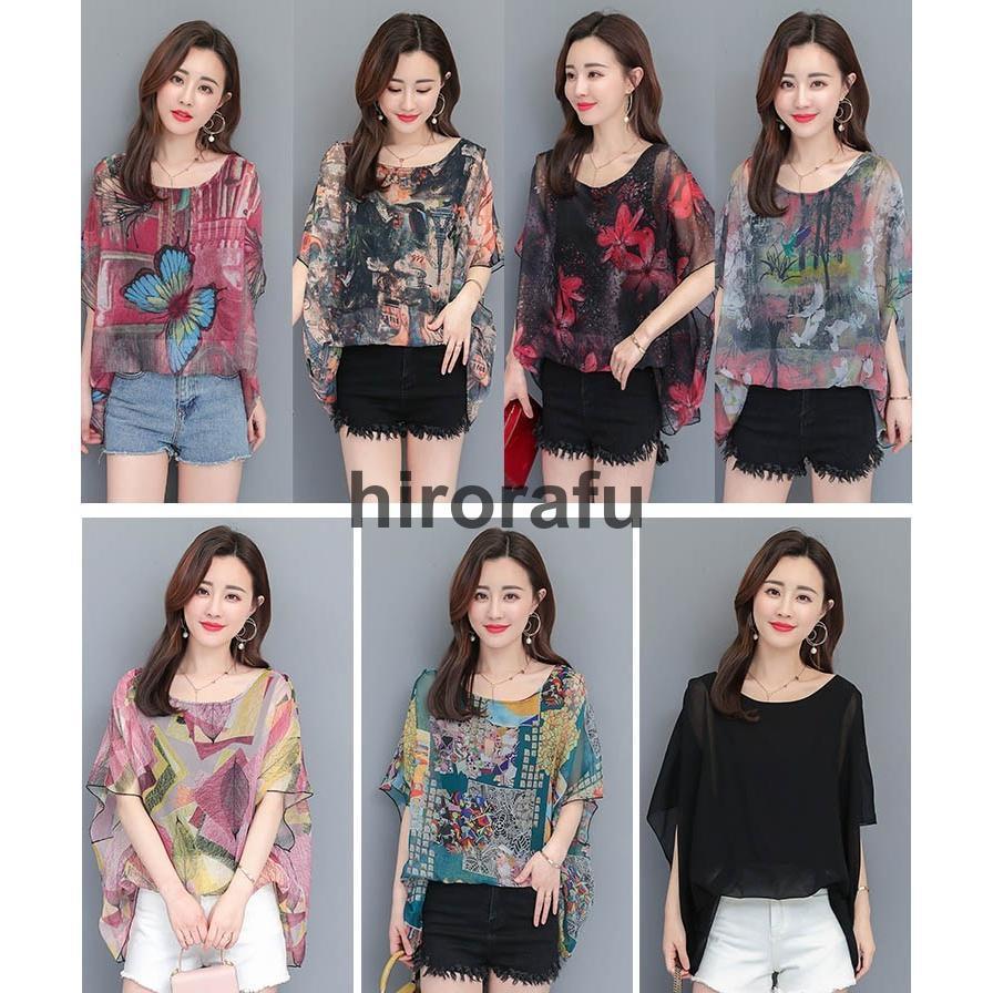 チュニック シフォンブラウス 柄 ドルマンスリーブ ゆったり インナー付き レディース トップス :y0922-aa24:ヒロラフ - 通販 - Yahoo!ショッピング