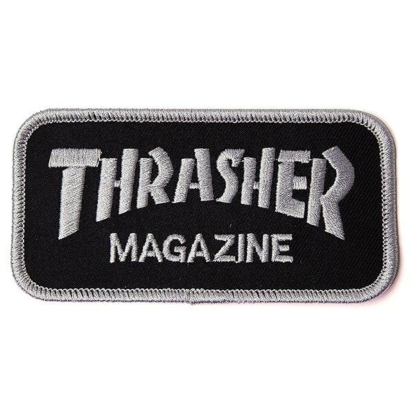 Thrasher (スラッシャー) US パッチ ワッペン 刺繍 Iron On Mag Logo Patch Black/Silver スケボー SKATE SK8 スケートボード ...