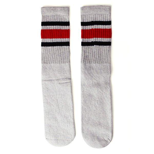 SkaterSocks ロングソックス 靴下 男女兼用 ソックス Mid calf Grey tube socks with Black ...