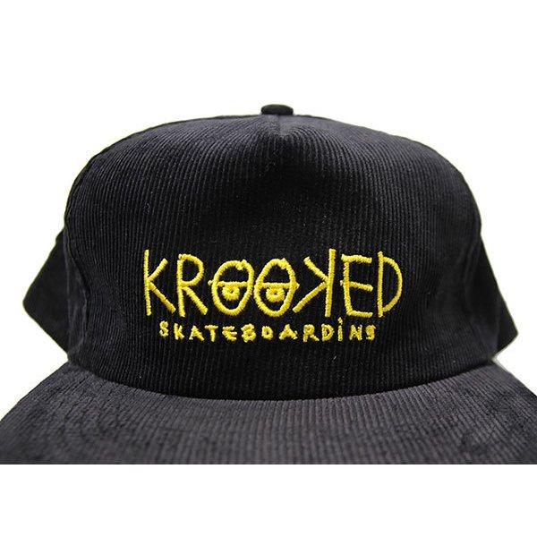 KROOKED Krooked (クルキッド) コーデュロイキャップ 帽子 KRKD Eyes Snapback Hat Black ...