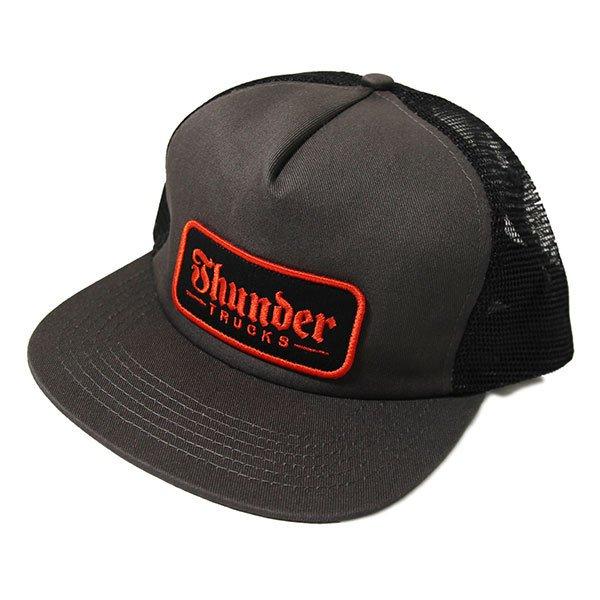 Thunder Trucks (サンダートラックス) メッシュキャップ 帽子 Script Patch Snapback Hat Charcoal/Black スケボー SKATE SK8 ...
