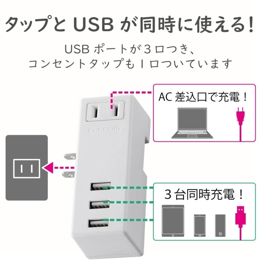 ELECOM（エレコム） モバイルUSBタップ(横向き) MOT-U04-2132WH : ヒットライン - 通販 - Yahoo!ショッピング
