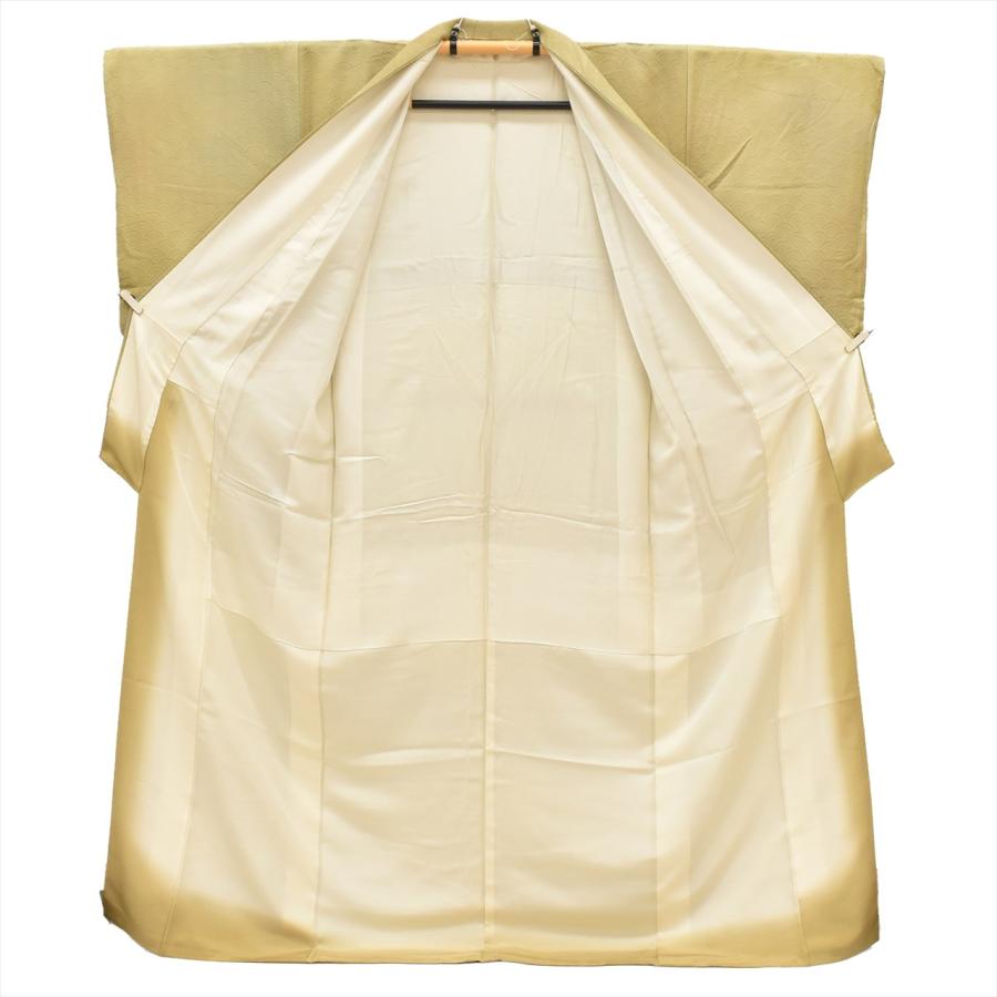 色無地 正絹 袷 身丈161cm L 裄64.5cm 仕立て上がり リサイクル着物 緑色系 青海波地文様 tt2676b : 着物ひととき - 通販 - Yahoo!ショッピング