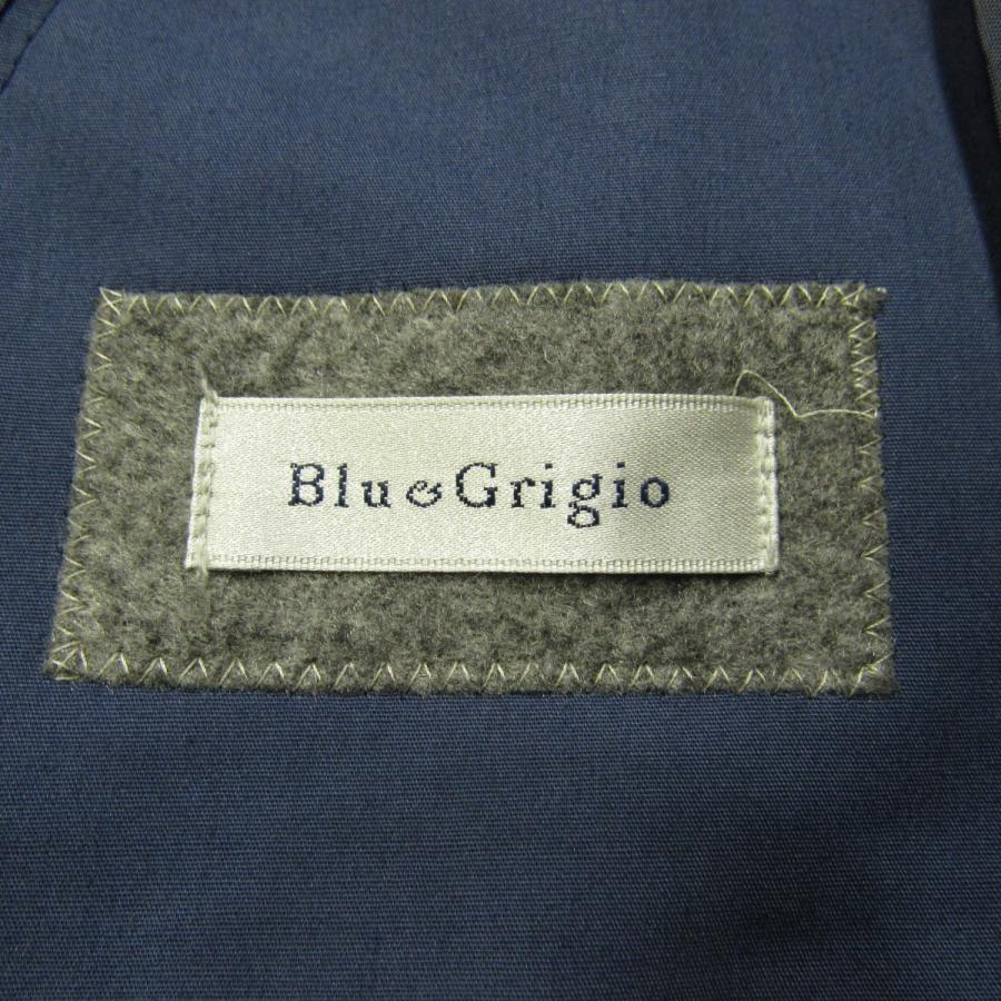 新品同様 Blu e Grigio ブルーエグリージオ メンズ ウール ボンディング コート S 細身 秋冬 紺 ウインドウペーン UNIVERSAL LANGUAGE : 003648 ...