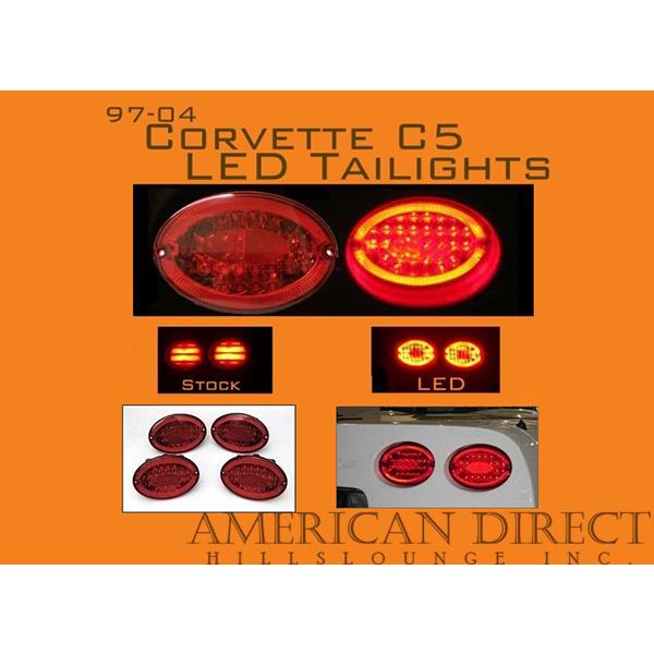 シボレー 【即納/Corvette America社製/正規品/レッド/V4】97-04y コルベット C5 LED リア テール ライト ランプ LEDテール バック 41454 : HL ...