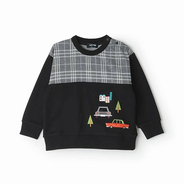 kladskap（クレードスコープ） 【50%OFF SALE】2025年秋冬 車 刺しゅうチェック切替トレーナー プルオーバー 100cm110cm120cm130cm : KIDS ...