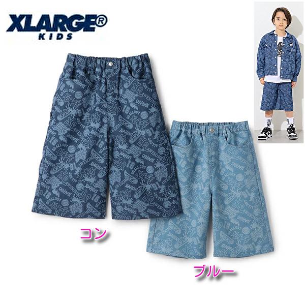 XLARGE KIDS 10%OFF SALEエクストララージキッズ 2025年春夏 ストリート総柄デニムショートパンツ 130cm140cm ...
