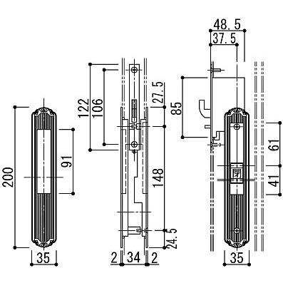 YKK AP 戸先 内締り錠(HH-J-0326) 玄関引戸 玄関引き戸 玄関 引戸 引き戸 鍵 鎌錠 交換 取替え 引手錠 戸先錠 : ノース&ウエスト - 通販 - Yahoo!ショッピング